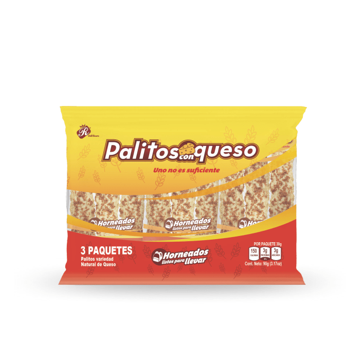 Palitos con Queso Bolsa *90g * 3 Tripack - Productos Deliricura